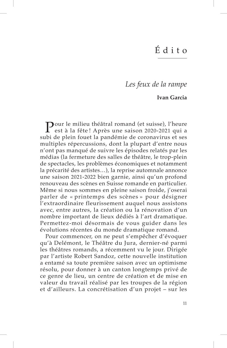 Vues sur le Théâtre | La 5e saison